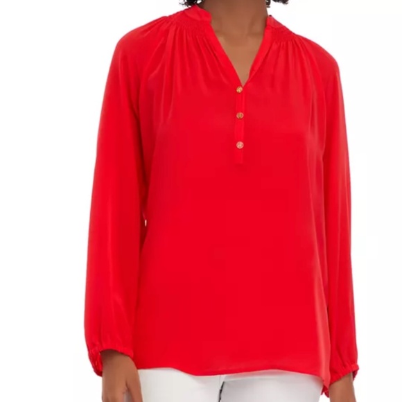 Lilly Pulitzer | Tops | Lilly Pulitzer Elsa Silk Blouse Xxl Ruby Red ...
